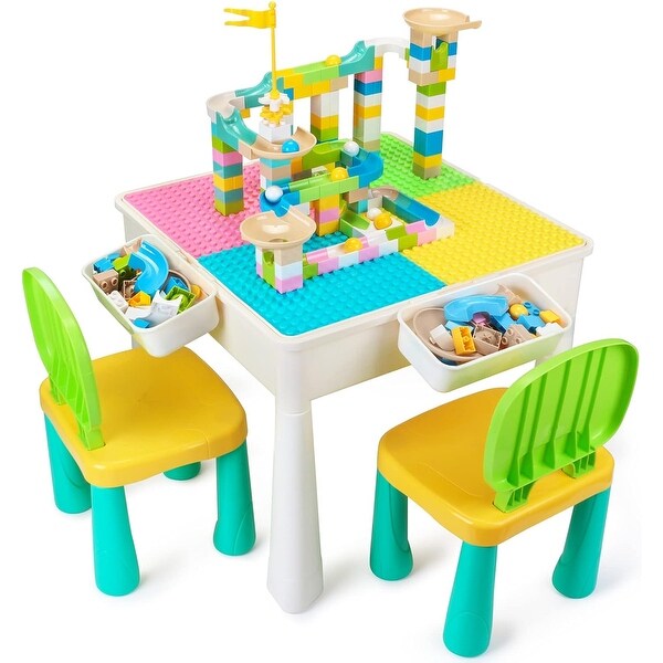 All in One Kids Table and Chairs Set with 100PCS Marble Multi Activity Toddler Table Kids Building Blocks Toys for Kids Ages 3 Bed Bath Beyond 40400483